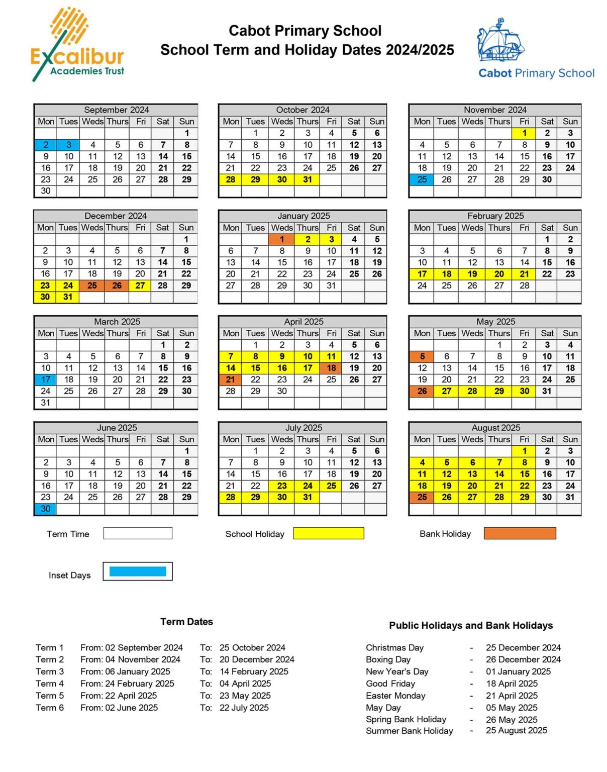 Calendar - Cabot Primary School